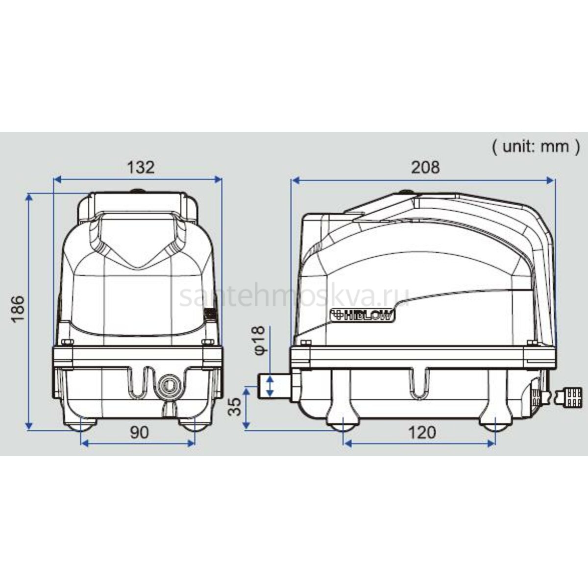 Компрессор HIBLOW XP-80 купить в интернет-магазине santehmoskva.ru